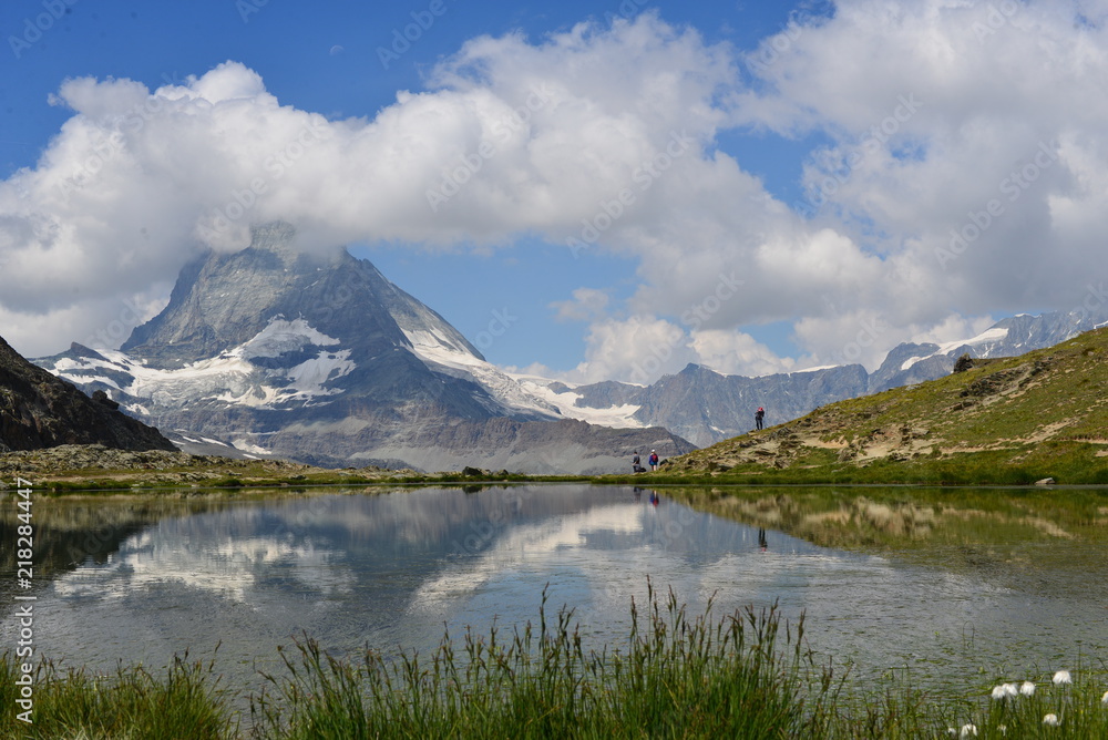 Riffelsee - Matterhorn in den Walliser Alpen Stock Photo | Adobe Stock
