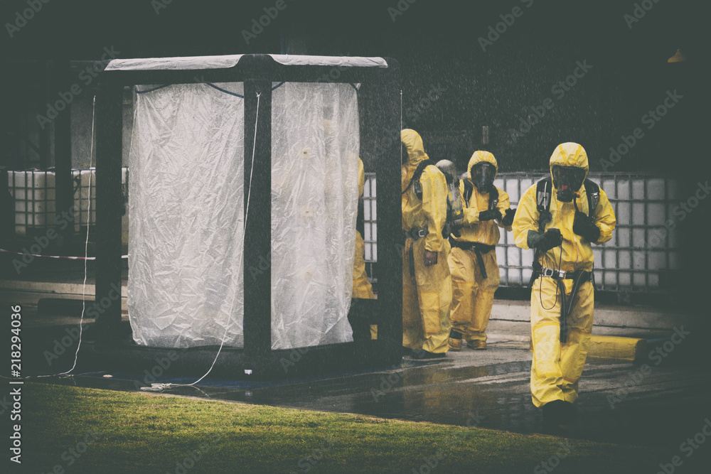 chemical spill pollution response team in action recovery stop spill of ...