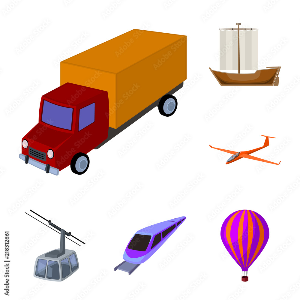 Different types of transport cartoon icons in set collection for design ...
