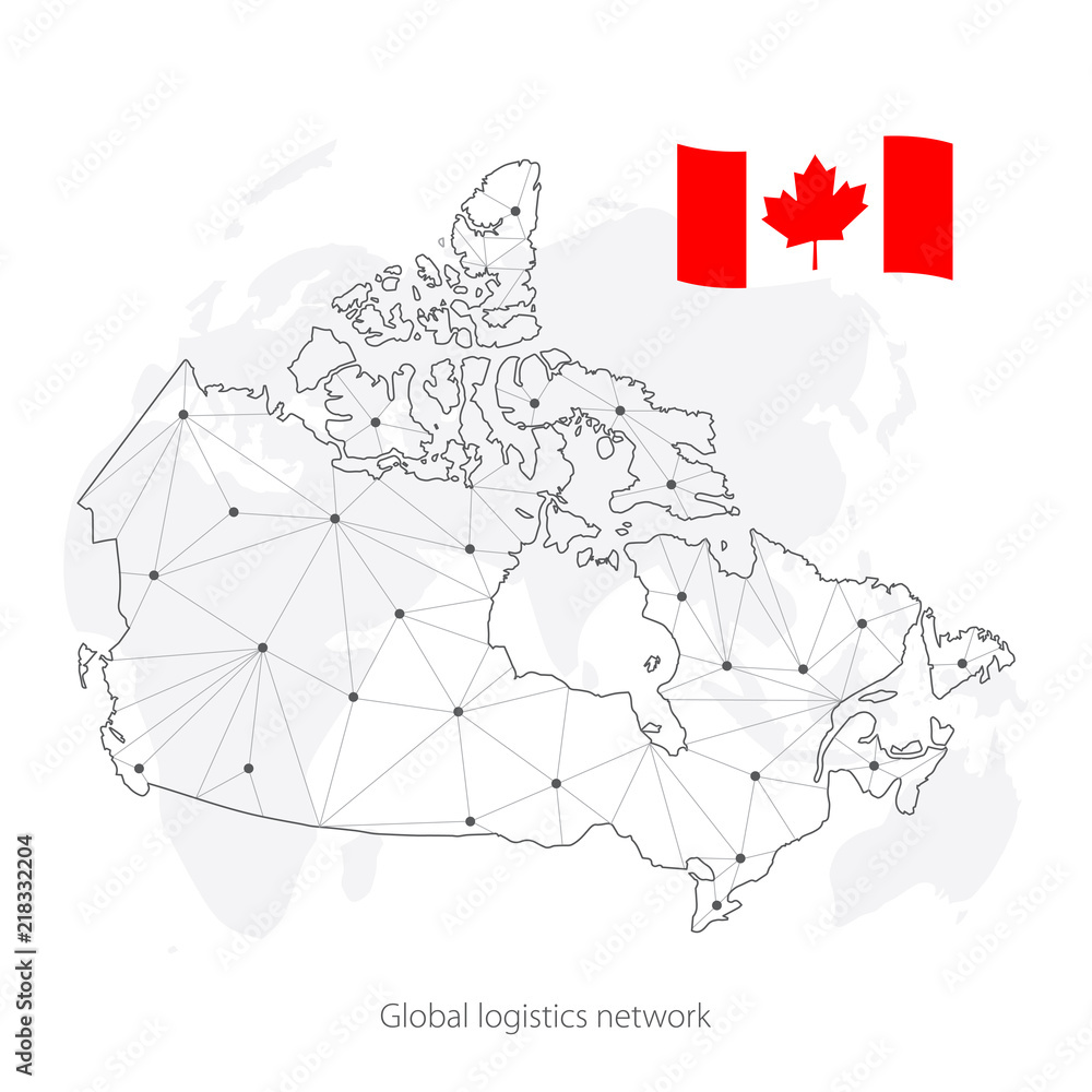 Global logistics network concept. Communications network map of the ...
