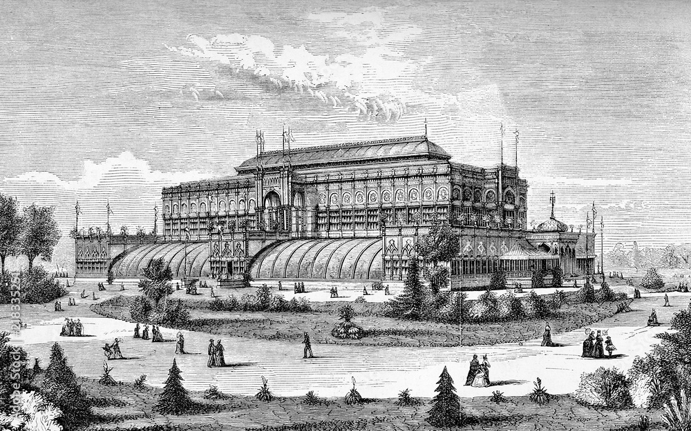 Vintage print of the garden pavilion ofthe Philadelphia world fair 1876 ...