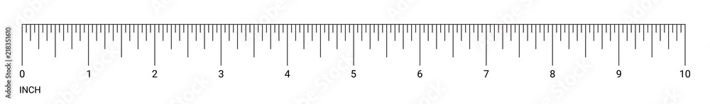 Ruler inch measurement numbers vector scale Stock Vector | Adobe Stock