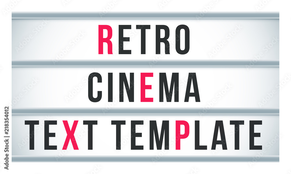 Marquee sign lightbox signage. Vector retro cinema or theater signboard ...