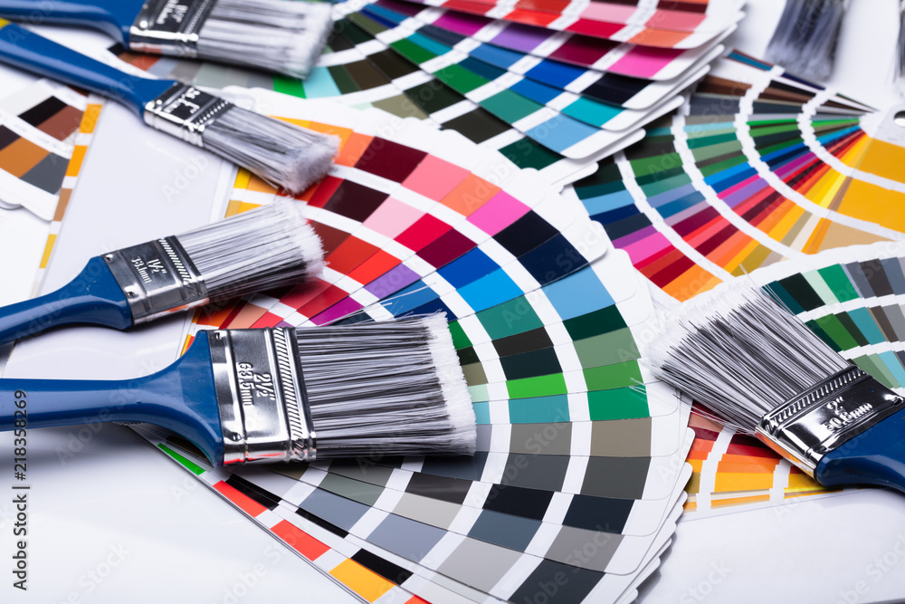 Colorful Swatches And Paintbrush Stock Photo | Adobe Stock