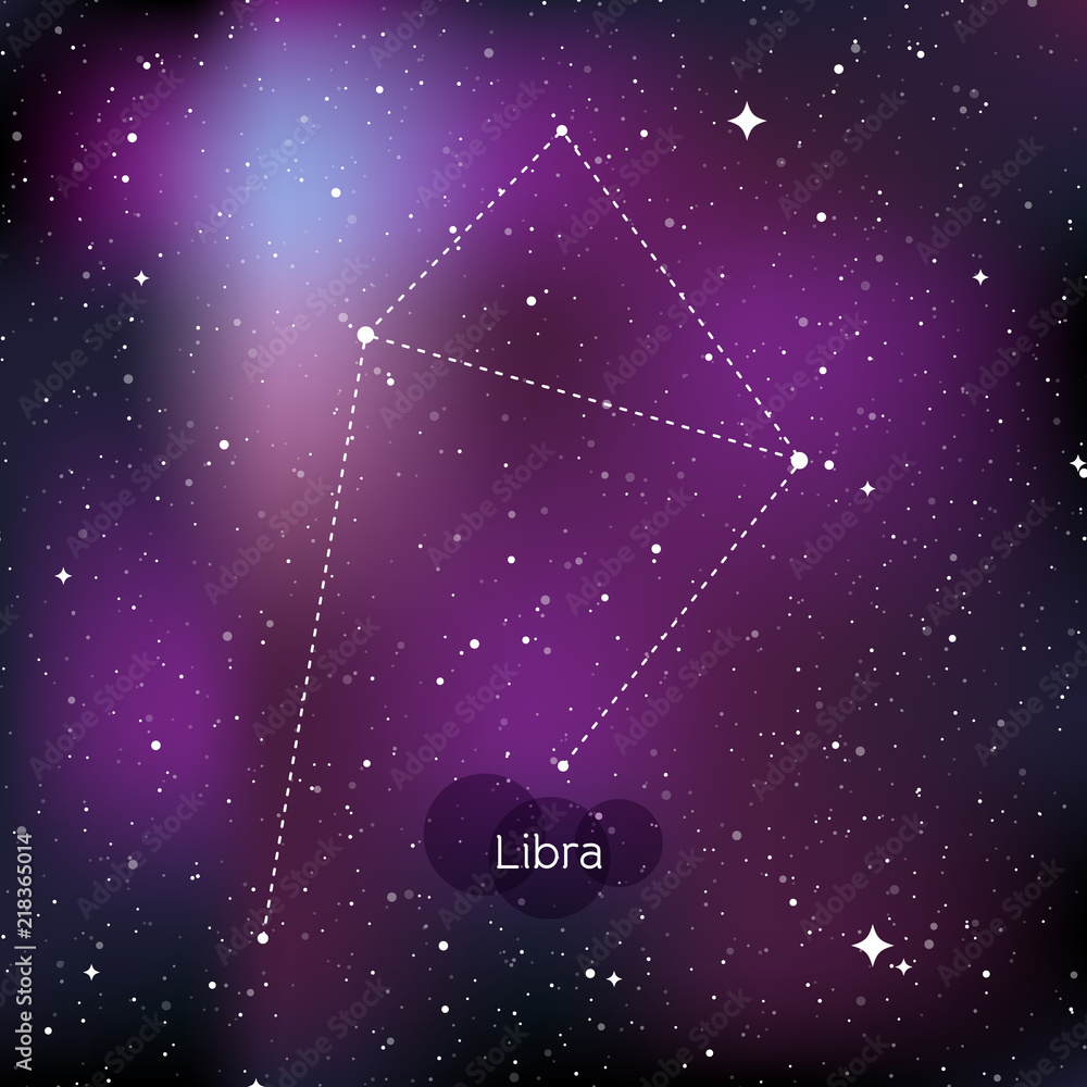 Libra zodiac sign. Horoscope symbol, linear constellation. Star ...