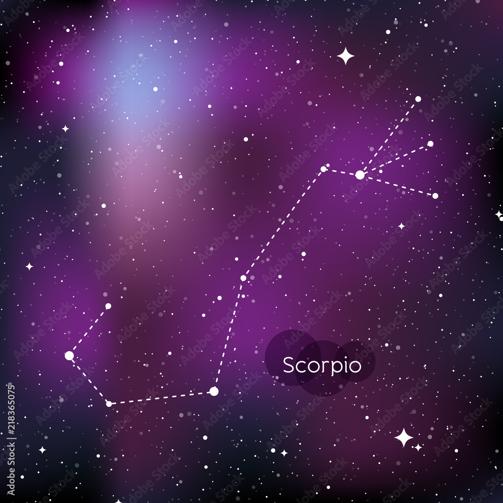 Scorpio zodiac sign. Horoscope symbol, linear constellation. Star ...