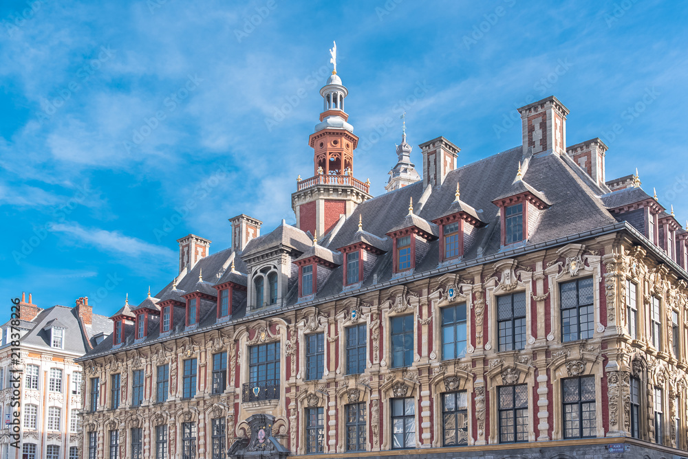 Lille, typical buildings in the center, beautiful town in the north of ...