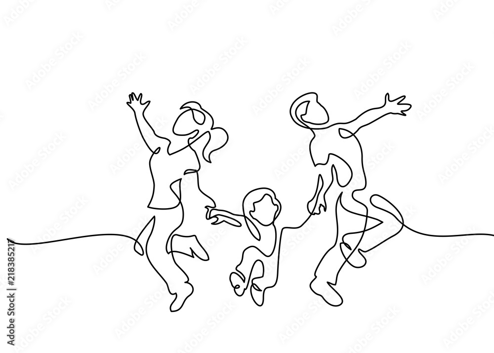 Continuous one line drawing. Family concept. Father, mother and kid ...