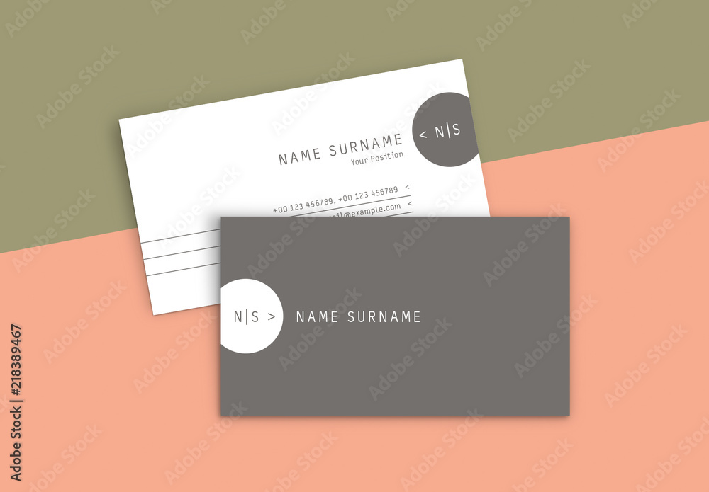 Business Card Layout with Circular Elements Stock Template | Adobe Stock