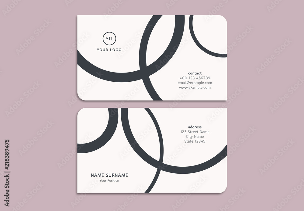 Business Card Layout with Overlapping Circular Elements Stock Template ...