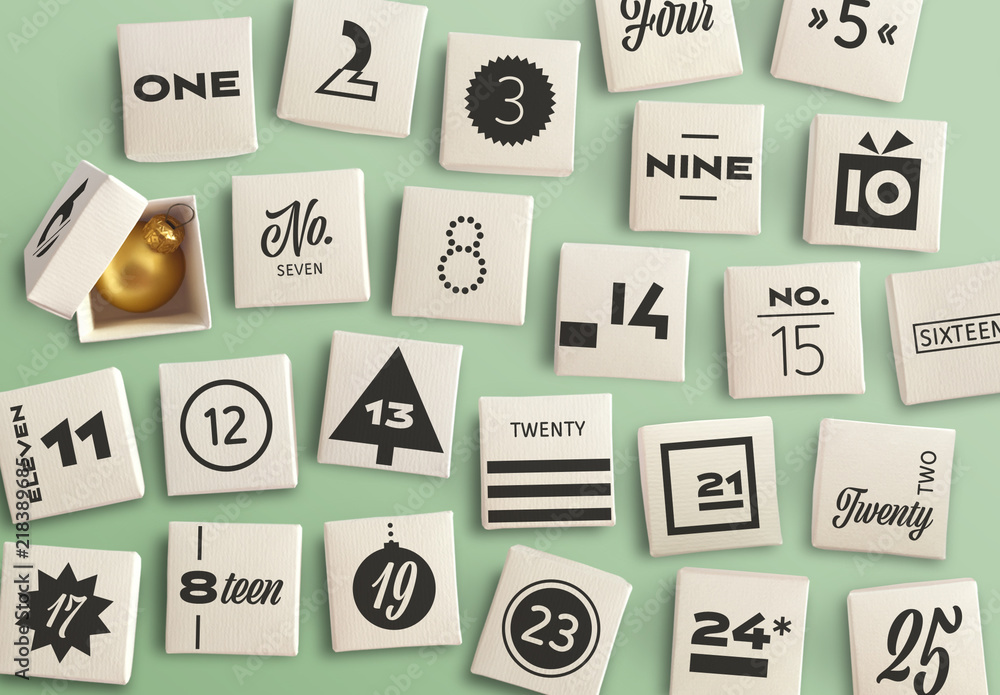 25 Days of Christmas Advent Calendar Layout Stock Template | Adobe Stock