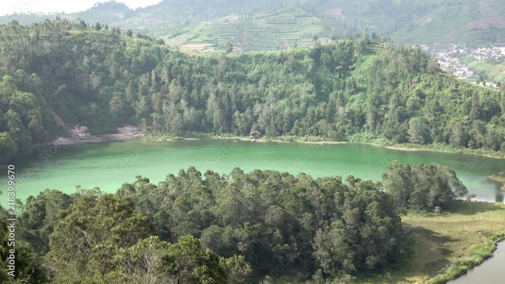 Java, Indonesia. Telaga Warna-color volcanic lakes on the plateau ...