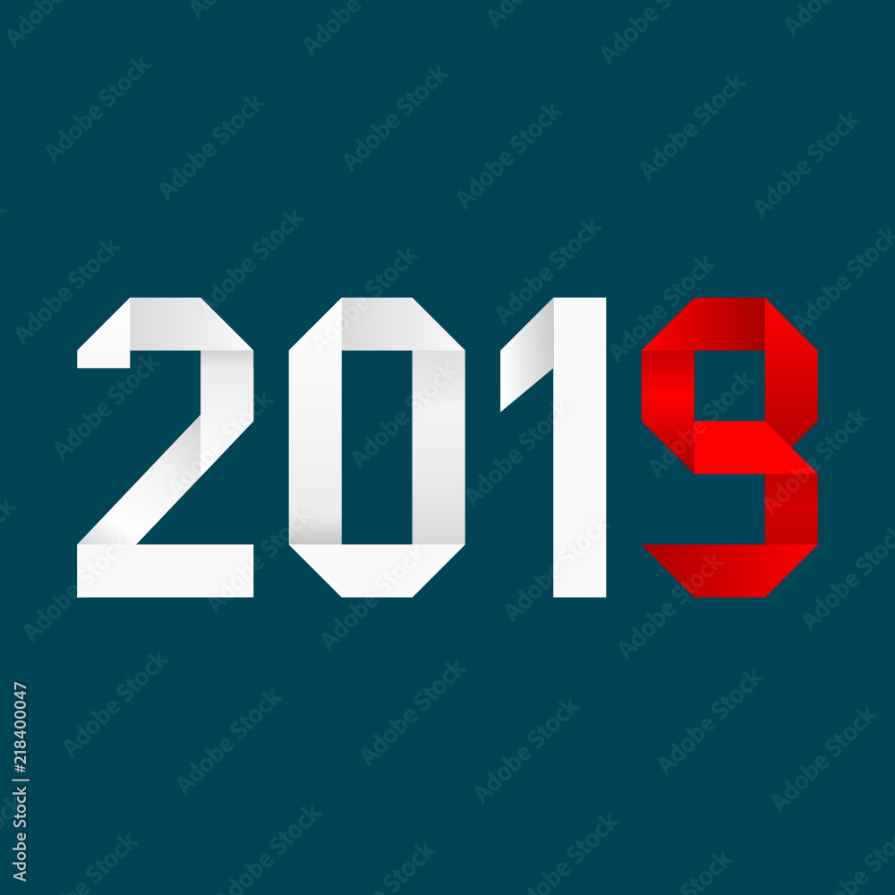 2019 origami numbers - 2019 en origami Stock Vector | Adobe Stock