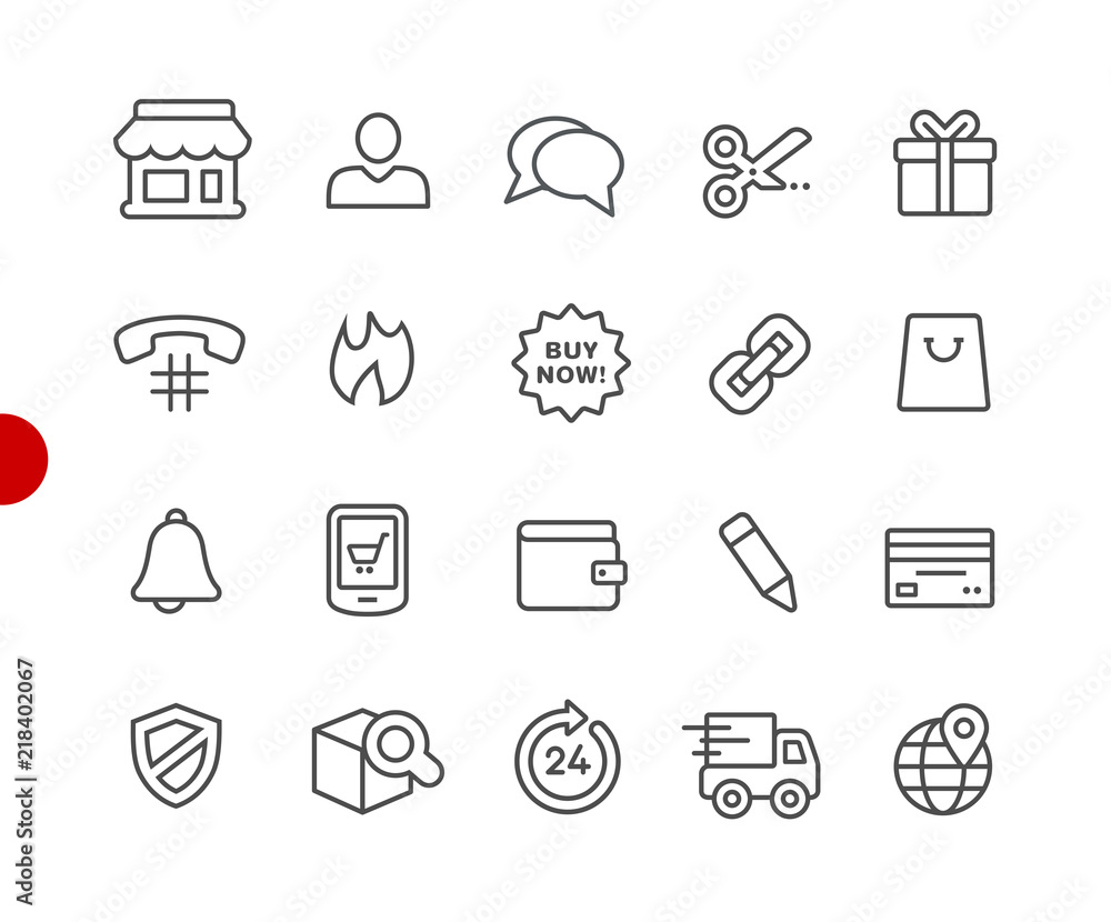 e-Shopping Icons // Red Point Series - Vector line icons for your ...