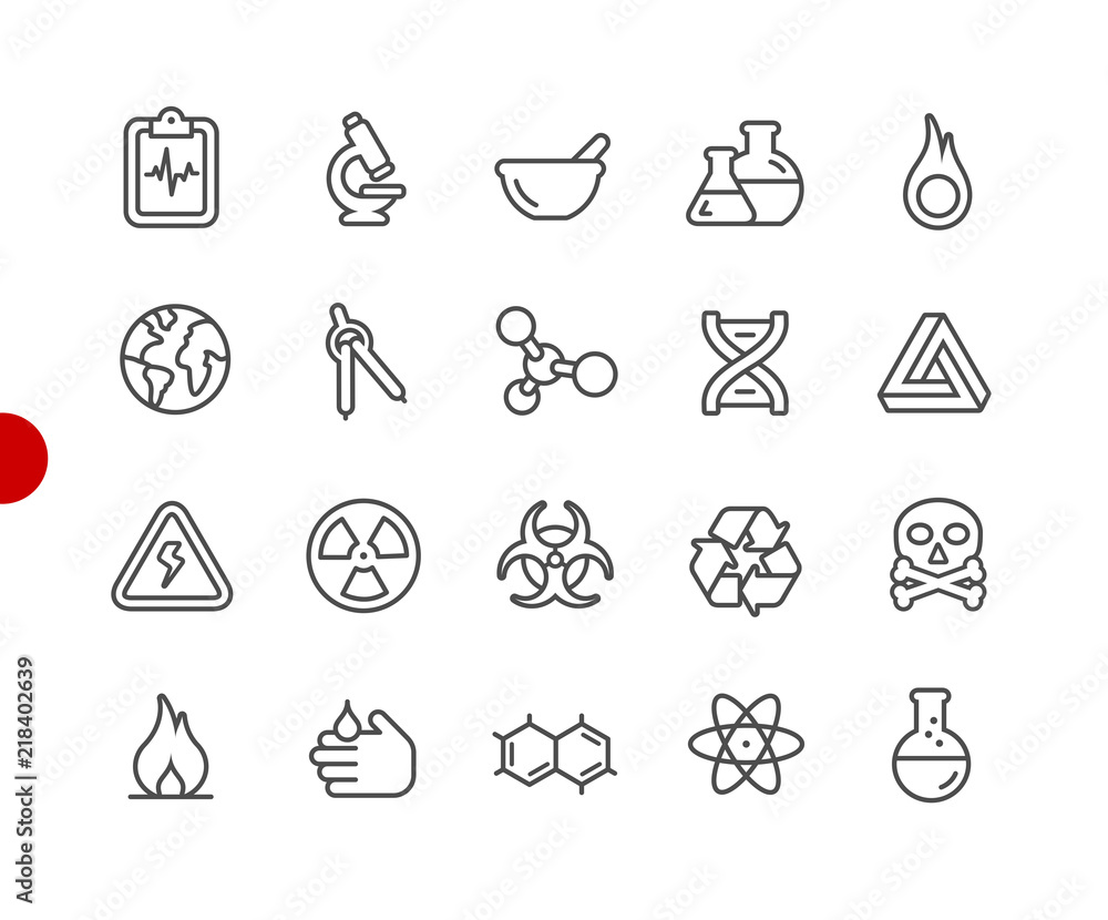 Science Icons // Red Point Series - Vector line icons for your digital ...