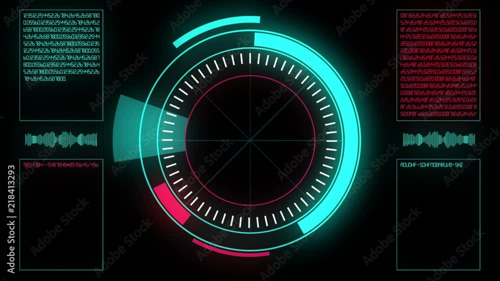 A looping animated blank heads-up display HUD radar sweep. Optional ...