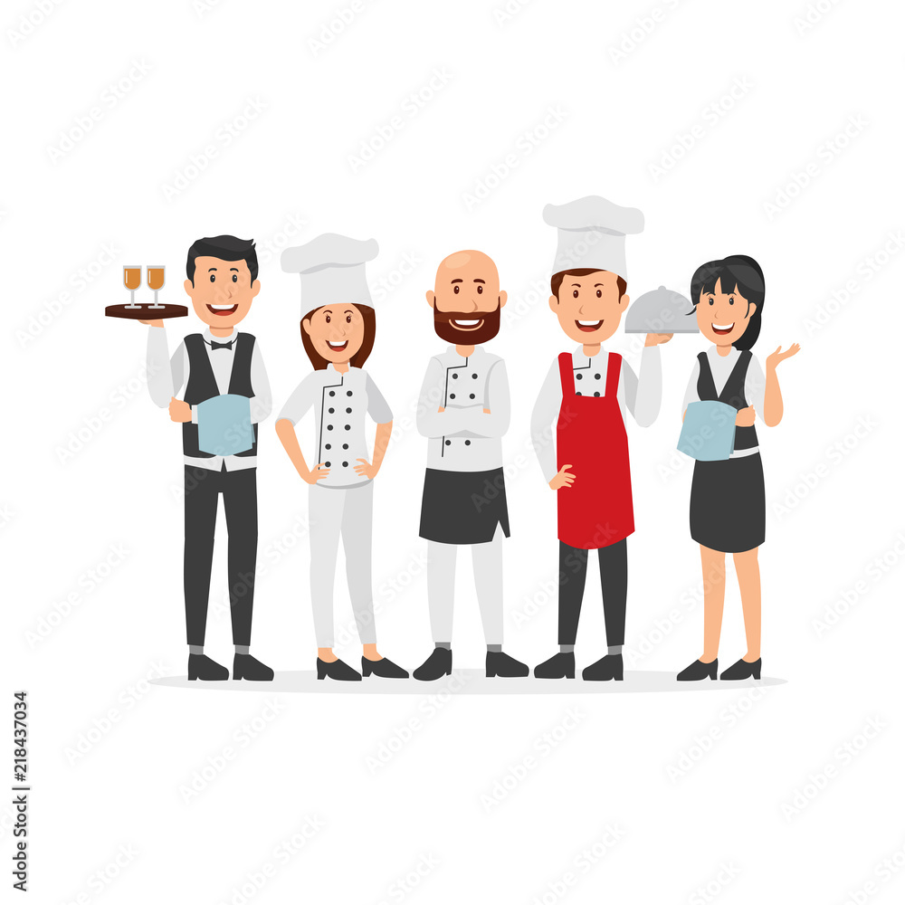 Set of Kitchen Staff Cartoon Stock Vector | Adobe Stock