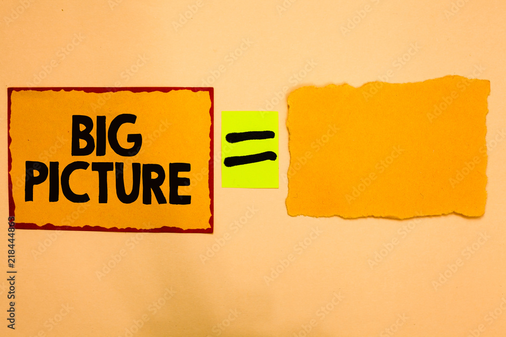 Writing note showing Big Picture. Business photo showcasing most ...