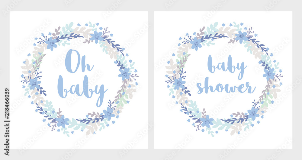 Baby Shower Vector Card. Oh Baby. Hand Drawn Brush Style Floral Vector ...