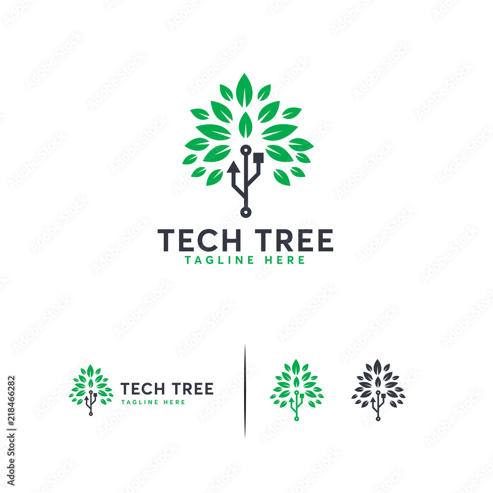 Tech Tree logo designs concept vector, Technology leaf logo symbol ...