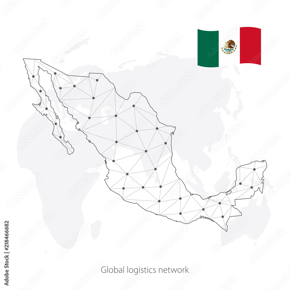 Global logistics network concept. Communications network map of the ...