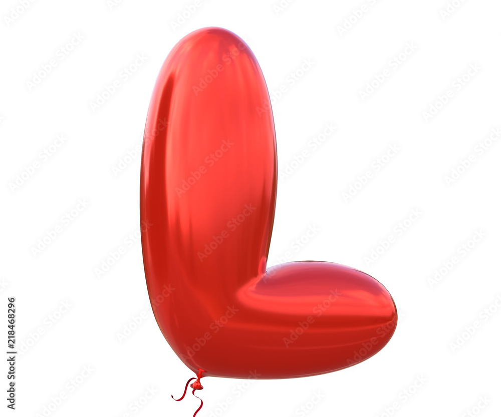 Red balloon font letter L made of realistic helium red balloon, 3d ...