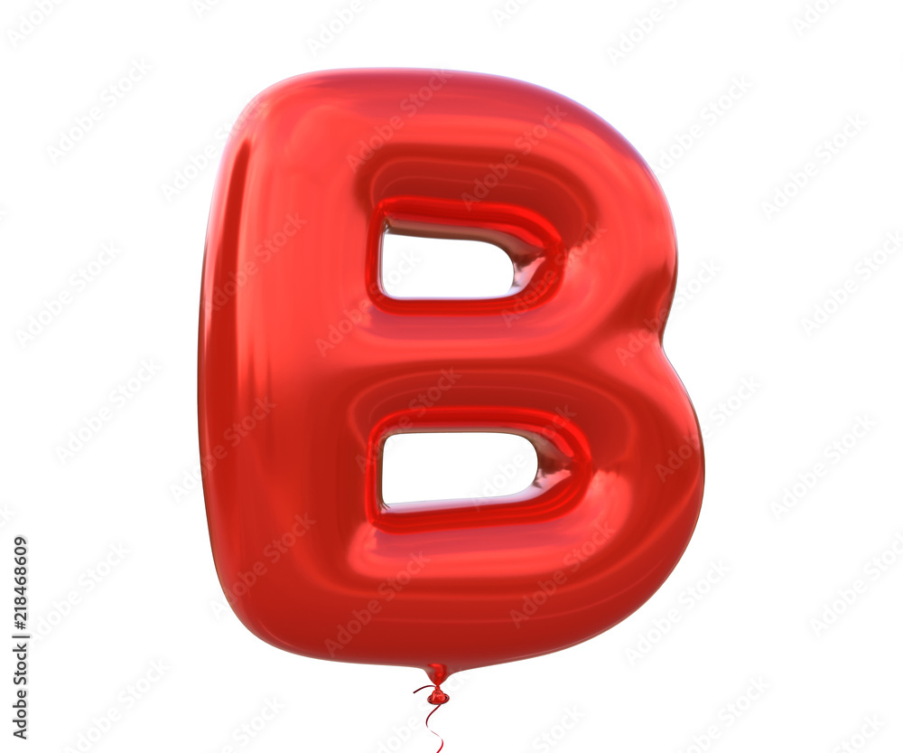 Red balloon font letter B made of realistic helium red balloon, 3d ...