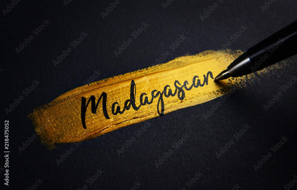 Madagascar Handwriting Text on Golden Paint Brush Stroke Stock Photo ...