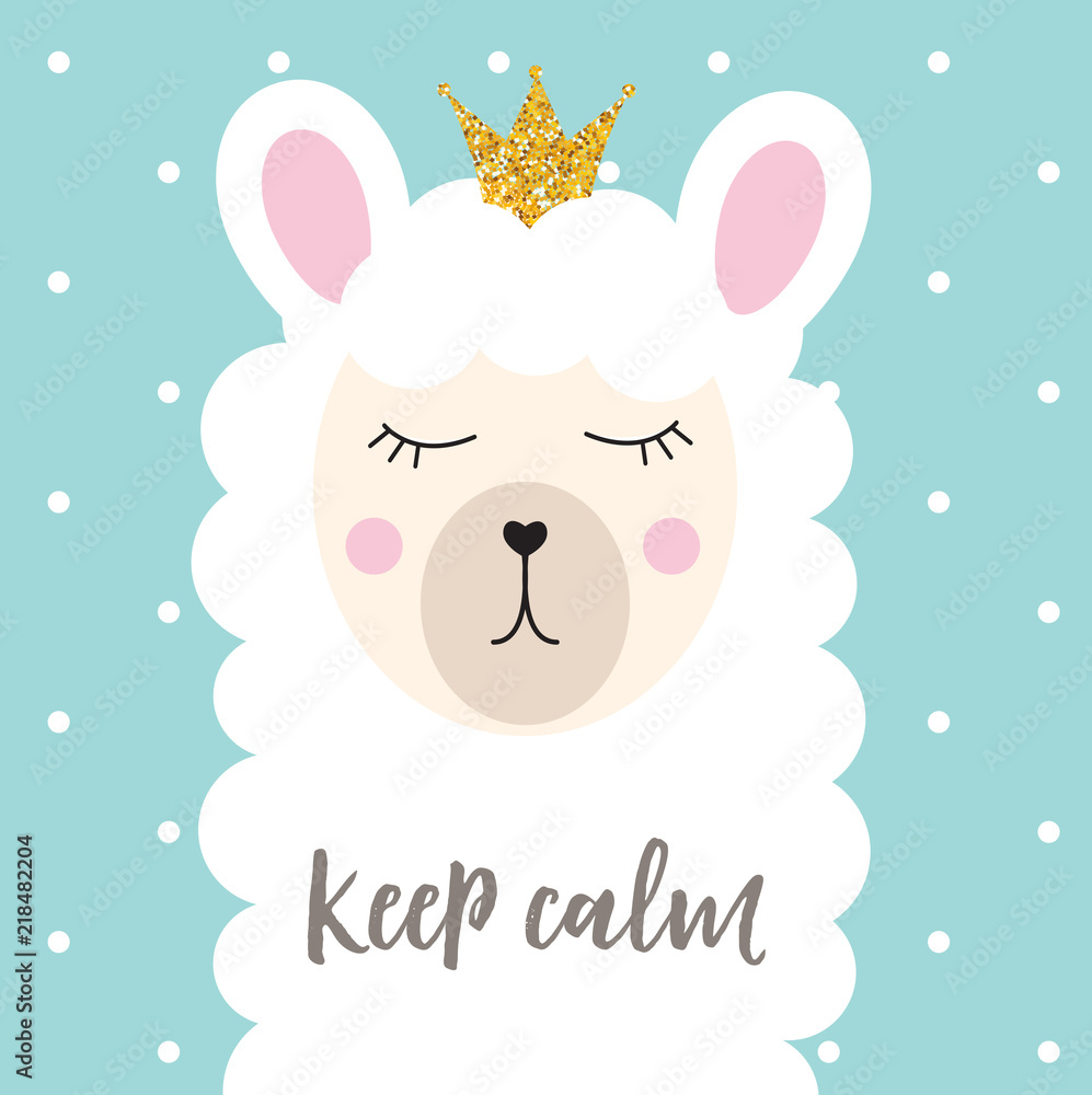 Little cute princess llama with crown for card and shirt design. Vector ...