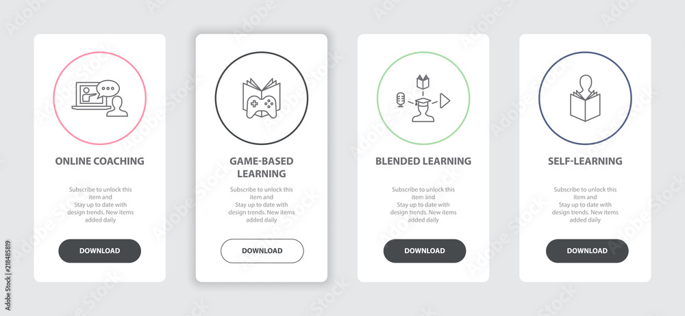 eLearning 4 webpage banners line concept template with Online coaching ...