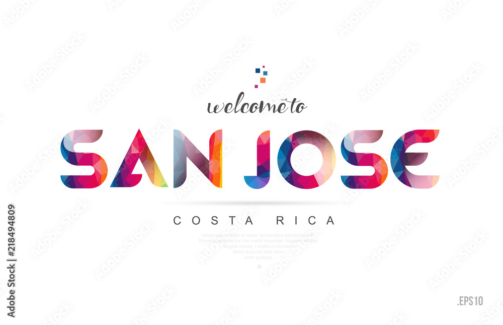 Welcome to san jose costa rica card and letter design typography icon ...