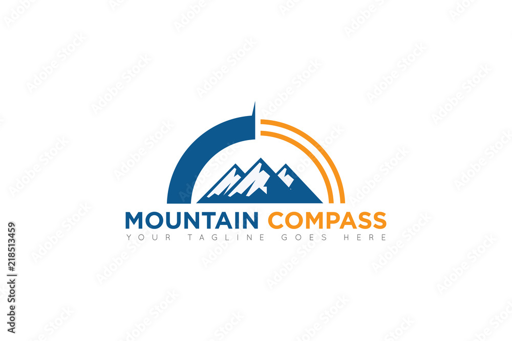 mountain compass logo, icon, symbol, ilustration design template Stock ...