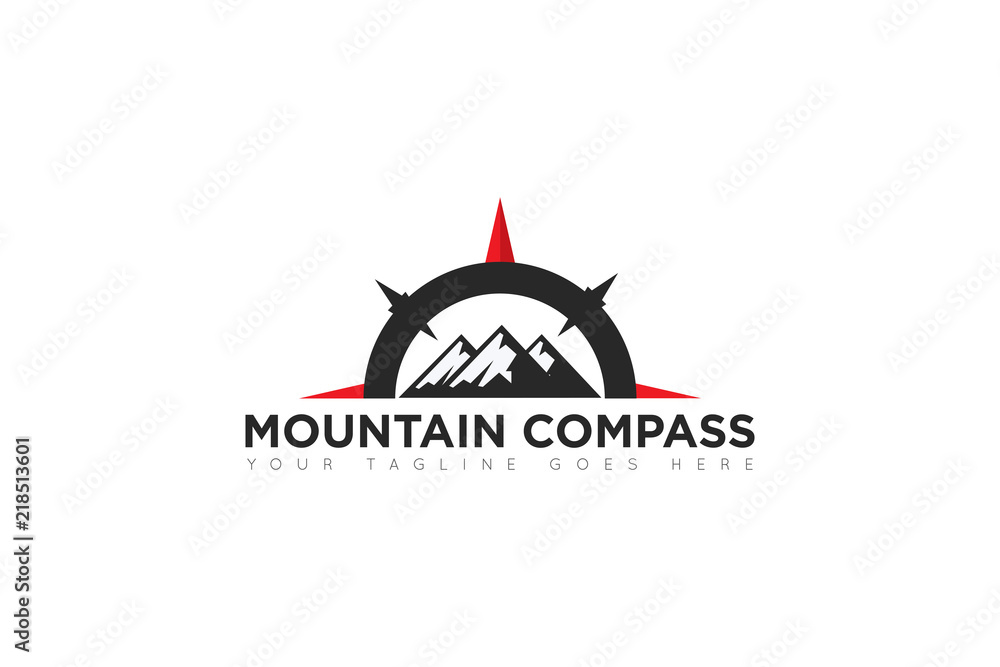 mountain compass logo, icon, symbol, ilustration design template Stock ...