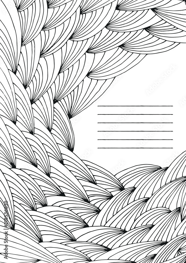 Hand drawing Difficult Abstract Wave Uncolored Adult Coloring book page ...