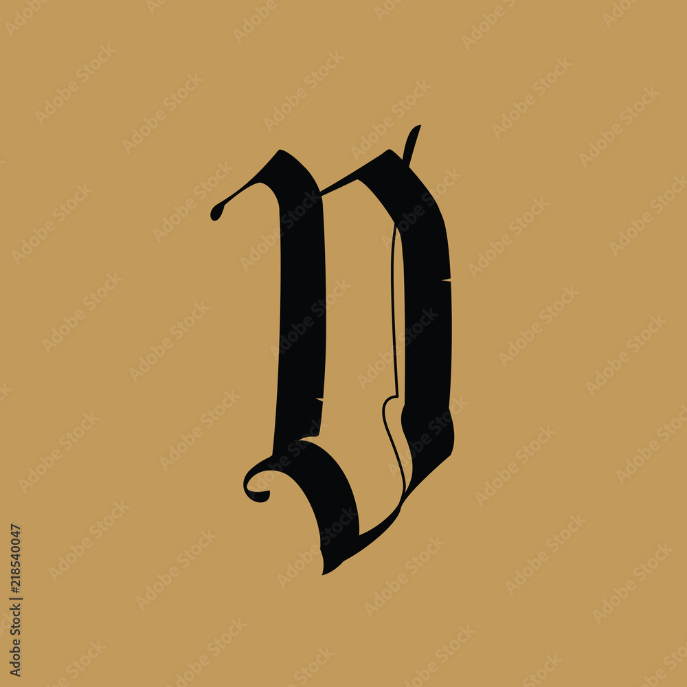 Letter D, in the Gothic style. Vector. Alphabet. The symbol is isolated ...