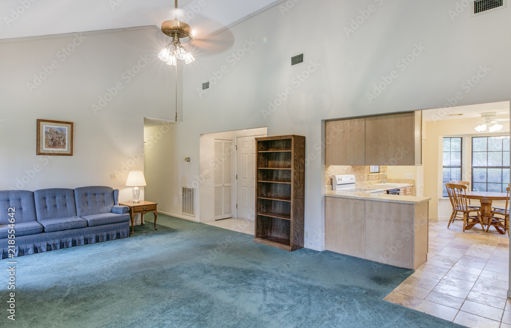 Interior of living room in dated 1980s house. Stock Photo | Adobe Stock