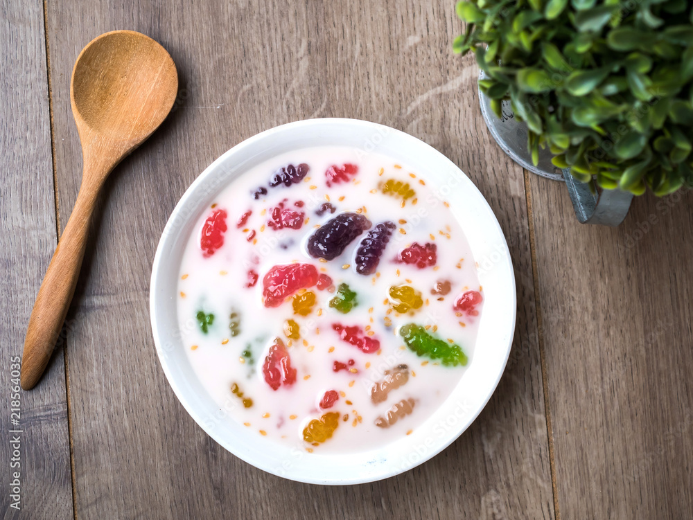 Thai dessert, tapioca pearls in coconut milk Stock Photo | Adobe Stock