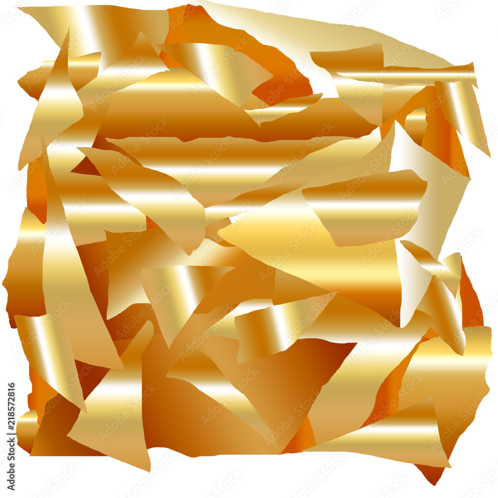 Huge gold metallic flakes on an isolated white background Stock ...