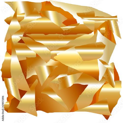 Huge gold metallic flakes on an isolated white background Stock ...