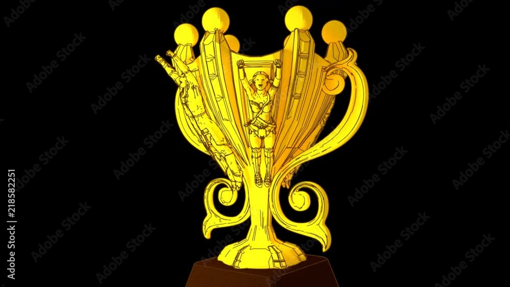 I created this 3D Golden Cup animation rendered in toon style with ...