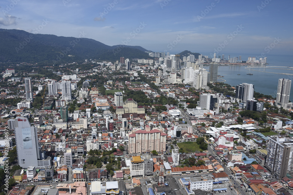 View of the harbour of George Town from the 66th Floor of the Komtar ...