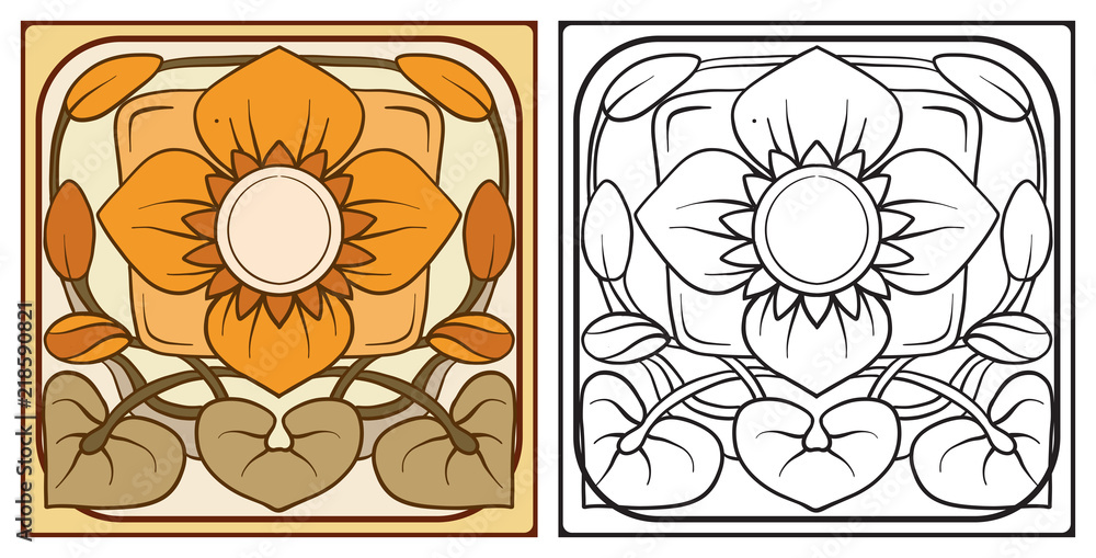 Outline hand drawing coloring page for the adult coloring book w Stock ...