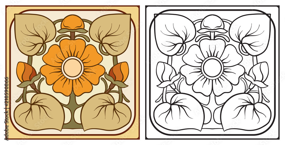 Outline hand drawing coloring page for the adult coloring book w ...