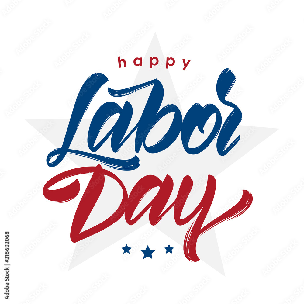 Vector illustration: Handwritten lettering composition of Happy Labor ...