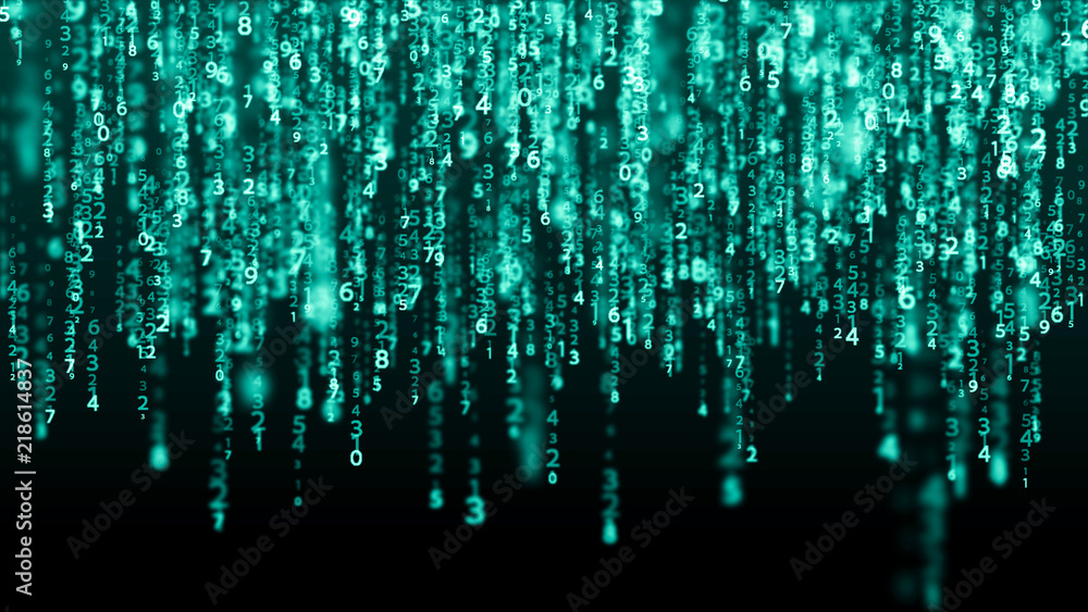 Data technology background. Big data visualization. Flow of data ...