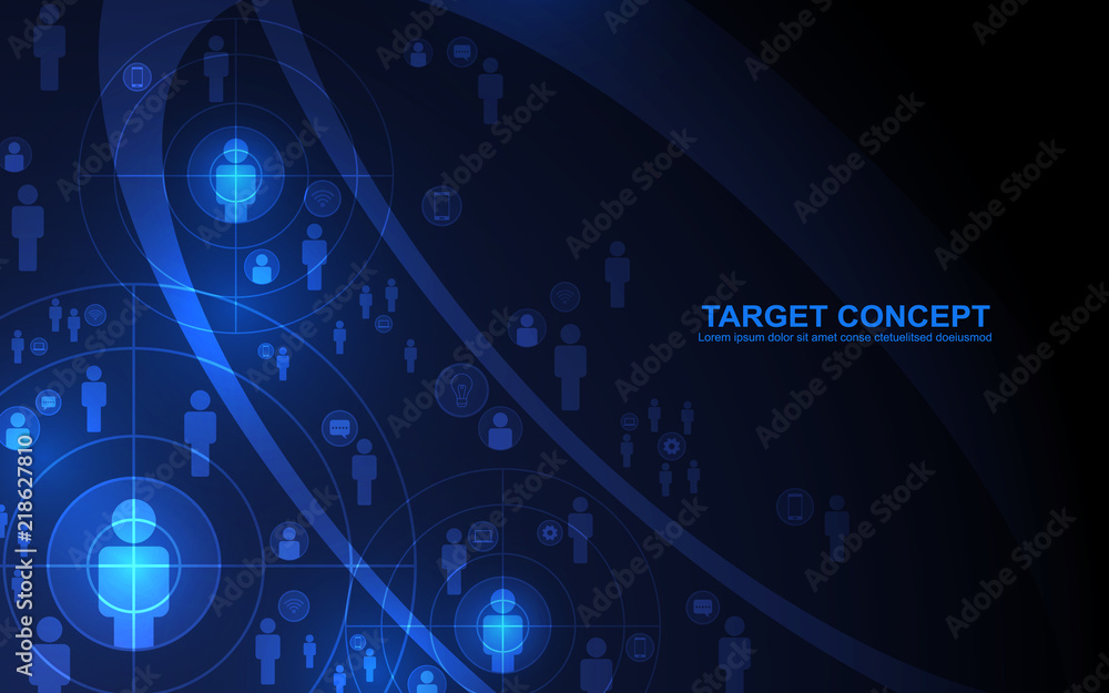 Abstract shooting target audience template. Aim, Curve and icon on ...