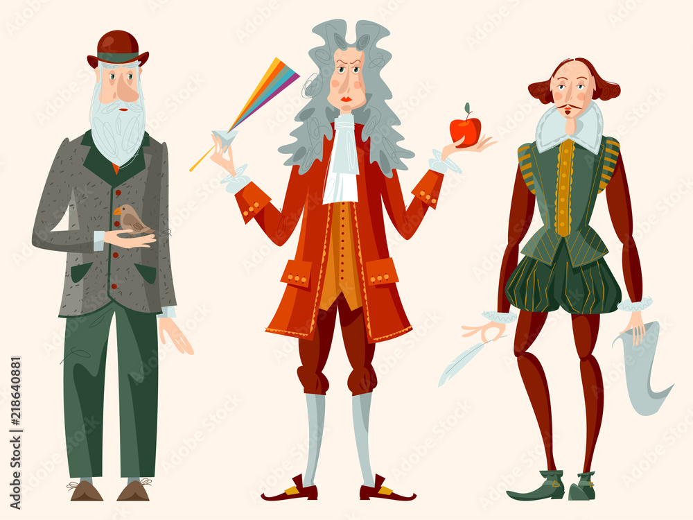 History of England. Famous people. William Shakespeare, Isaac Newton ...