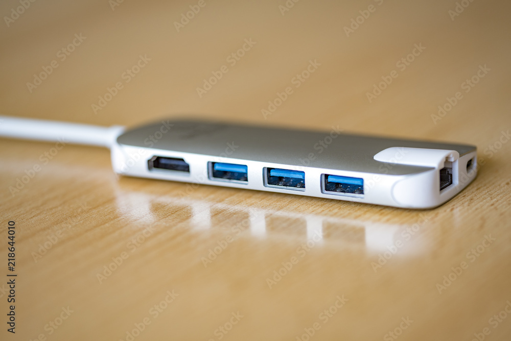 USB adapter with empty connectors Stock Photo | Adobe Stock