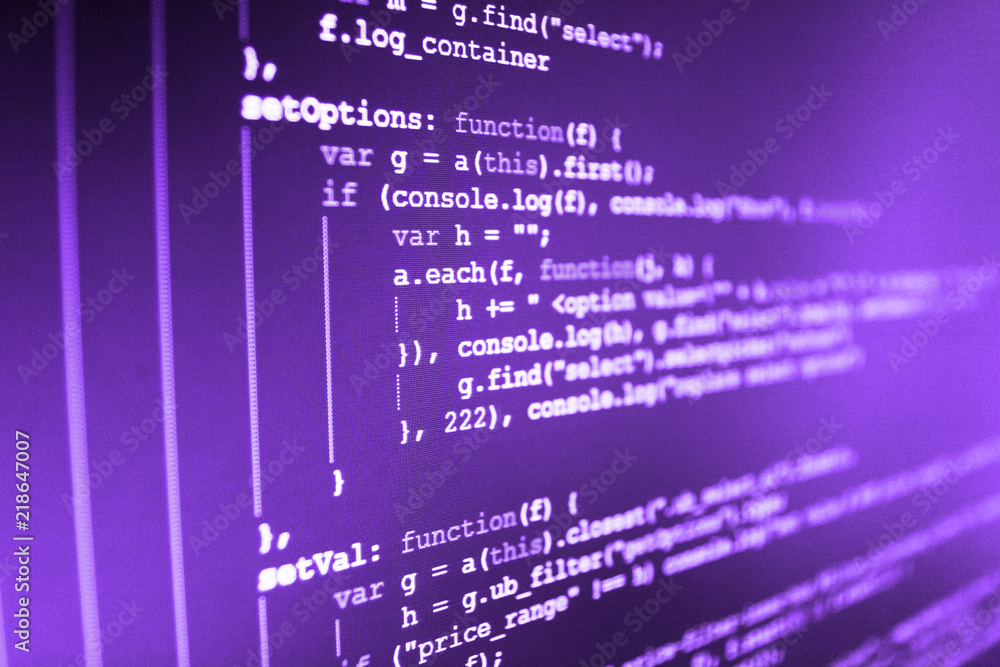 Software source code. Abstract computer script code. Search engine optimization for better ...