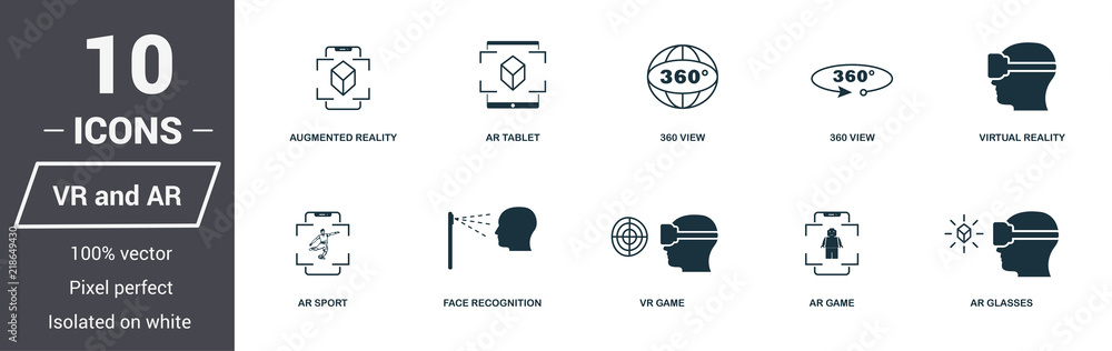 AR and VR icons set. Premium quality symbol collection. AR and VR icon ...
